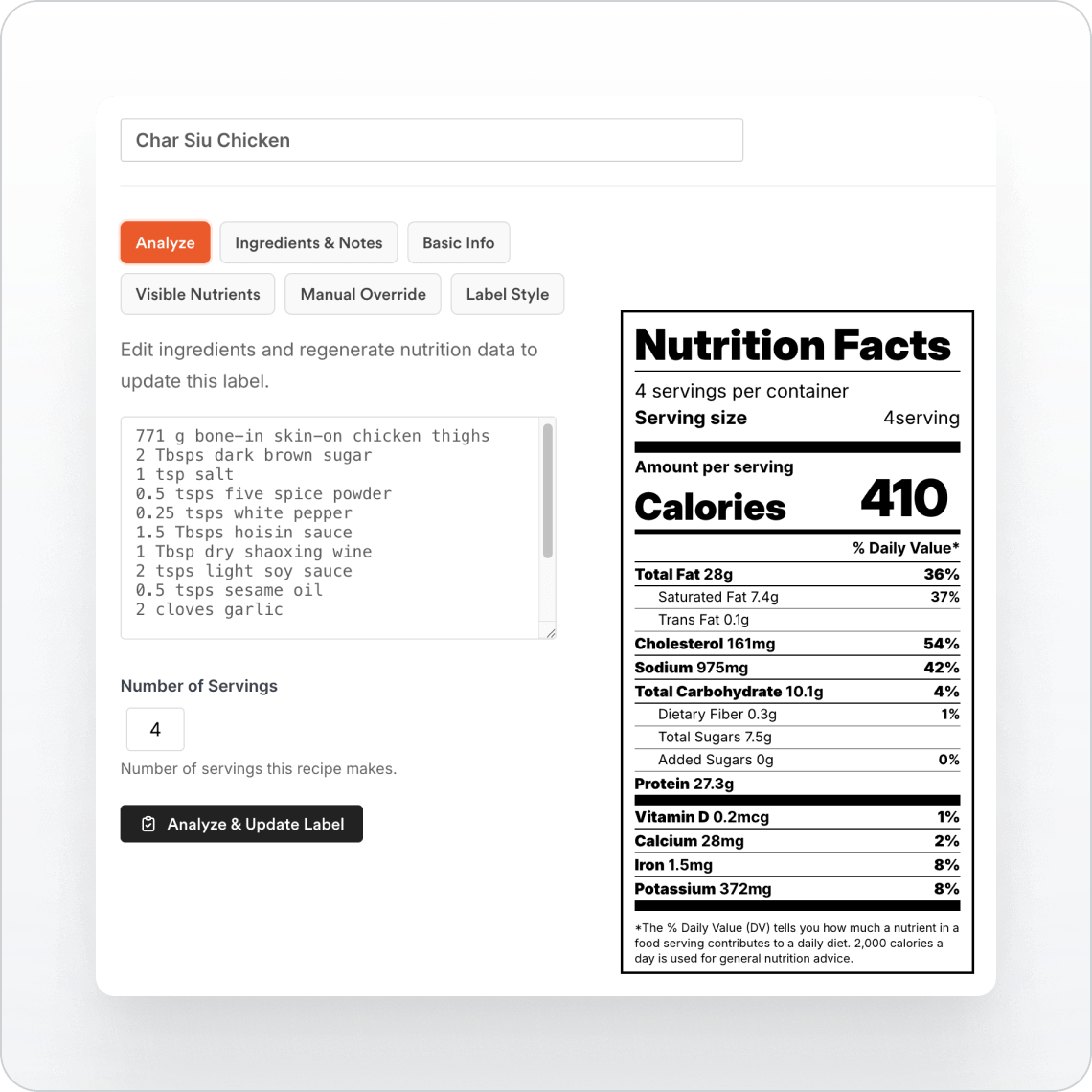 Free Nutrition Facts Label Generator | Create FDA Labels Fast
